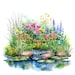 14 Garden With Pond Clipart, Garden Clipart, Printable Watercolor ...