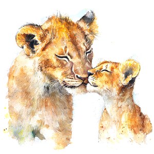 10 Baby Lion Love Clipart, Little Lion Mum, Printable Watercolor ...