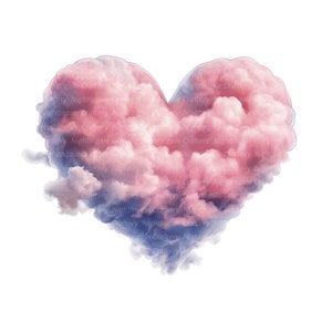 16 Watercolor Heart Clipart, Cloud Shaped Heart, Digital Clipart ...