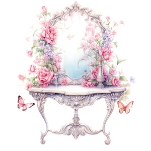 14 Floral Dressing Table Clipart, Cosmetic Table, Digital Clipart ...