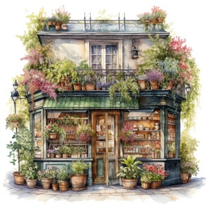 14 Floral Shop Clipart, Flower Shop, Printable Watercolor Clipart, High ...