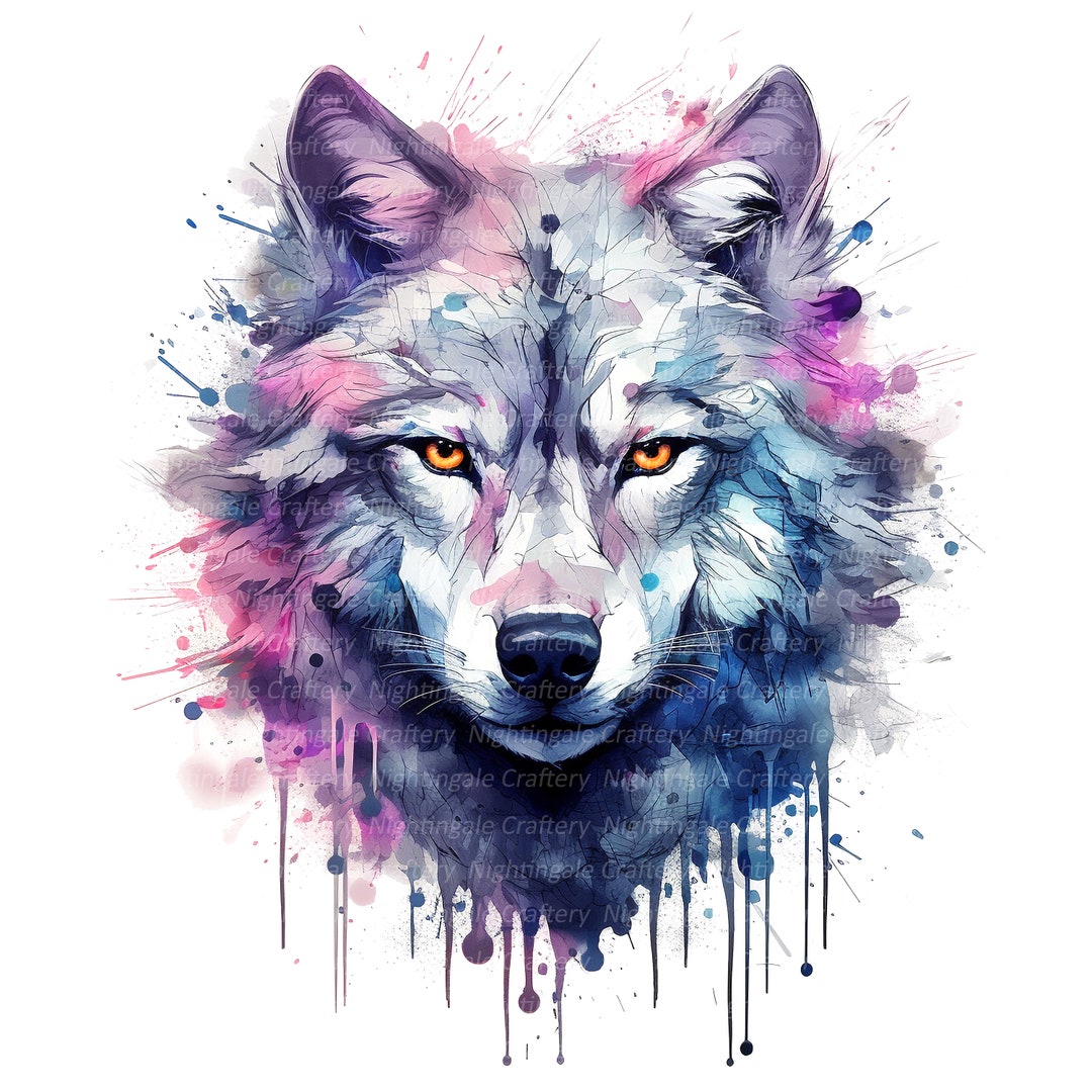 12 Graffiti Wolf Clipart, Abstract Wolf, Printable Watercolor Clipart ...