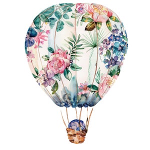 12 Hot Air Balloon Clipart, Floral Vintage Balloon, Printable ...