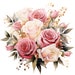 12 Roses Bouquet Set 2 Clipart, Pink Roses, Printable Watercolor ...