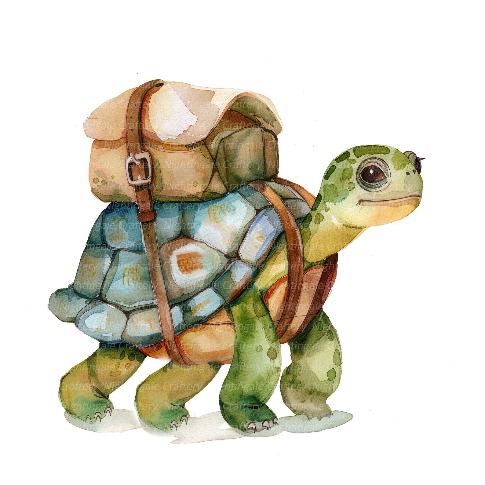 8 Cartoon Turtle Clipart, Turtle Traveller, Backpack, Printable ...