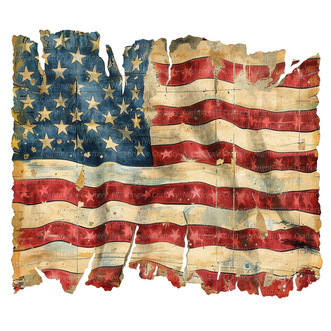 12 Distressed USA Flag Clipart, Torn USA Flag, Printable Watercolor ...