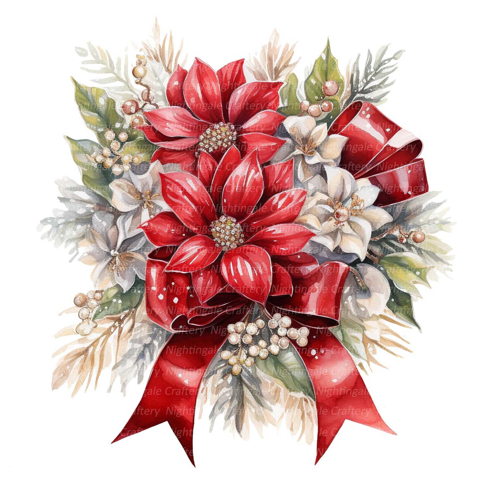 8 Poinsettia Decor Clipart, Christmas Clipart, Digital Clipart ...