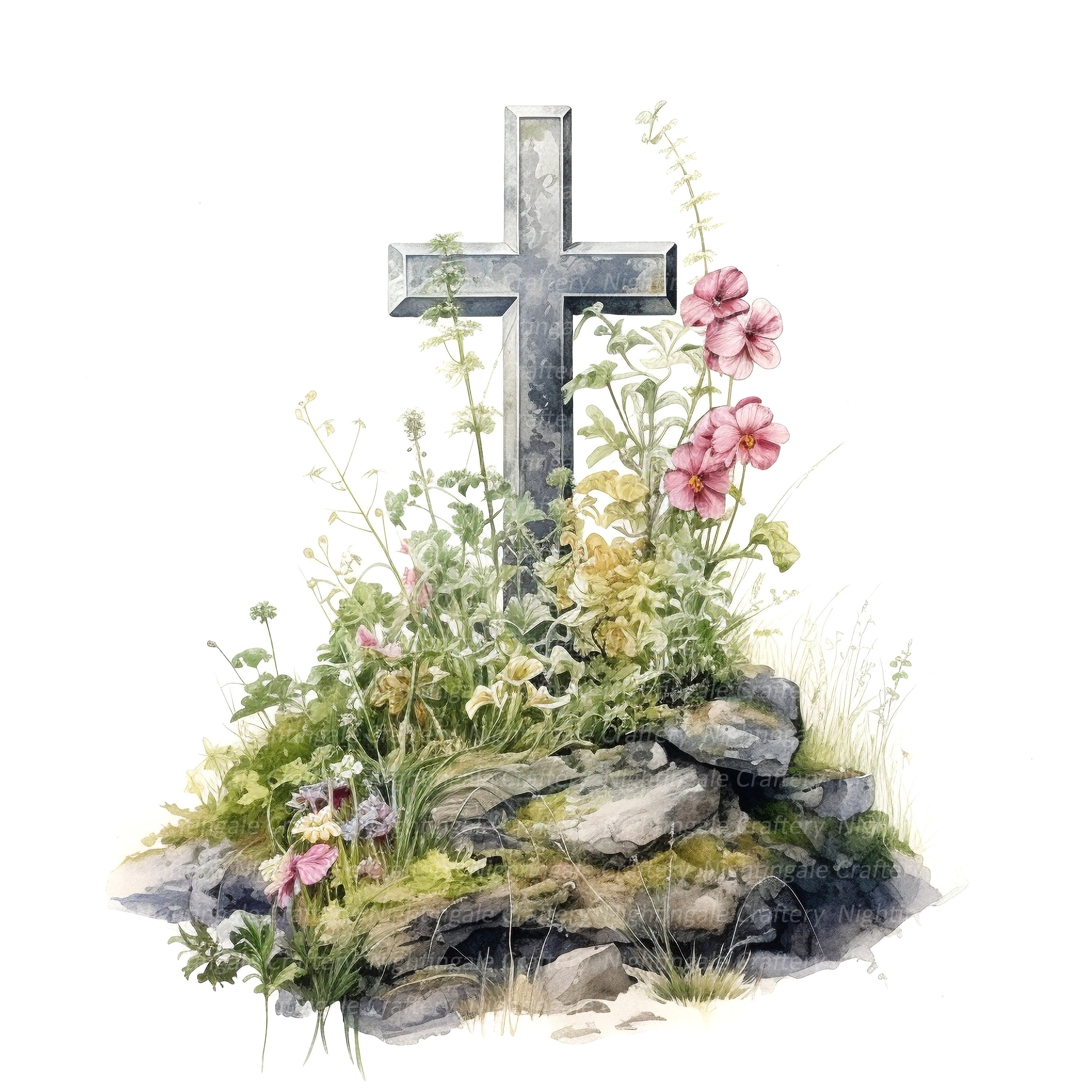 14 Floral Grave Cross Clipart Cemetery Cross Printable - Etsy Canada