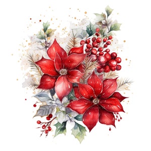 8 Poinsettia Decor Clipart, Christmas Clipart, Digital Clipart ...