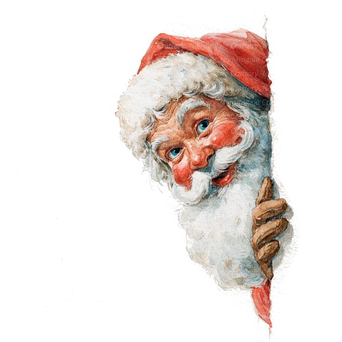 10 Peeking Santa Clipart, Christmas Clipart, Printable Watercolor ...