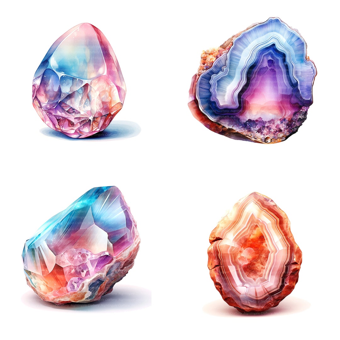 22 Crystals Gemstones Clipart Gemstone Bundle Printable - Etsy