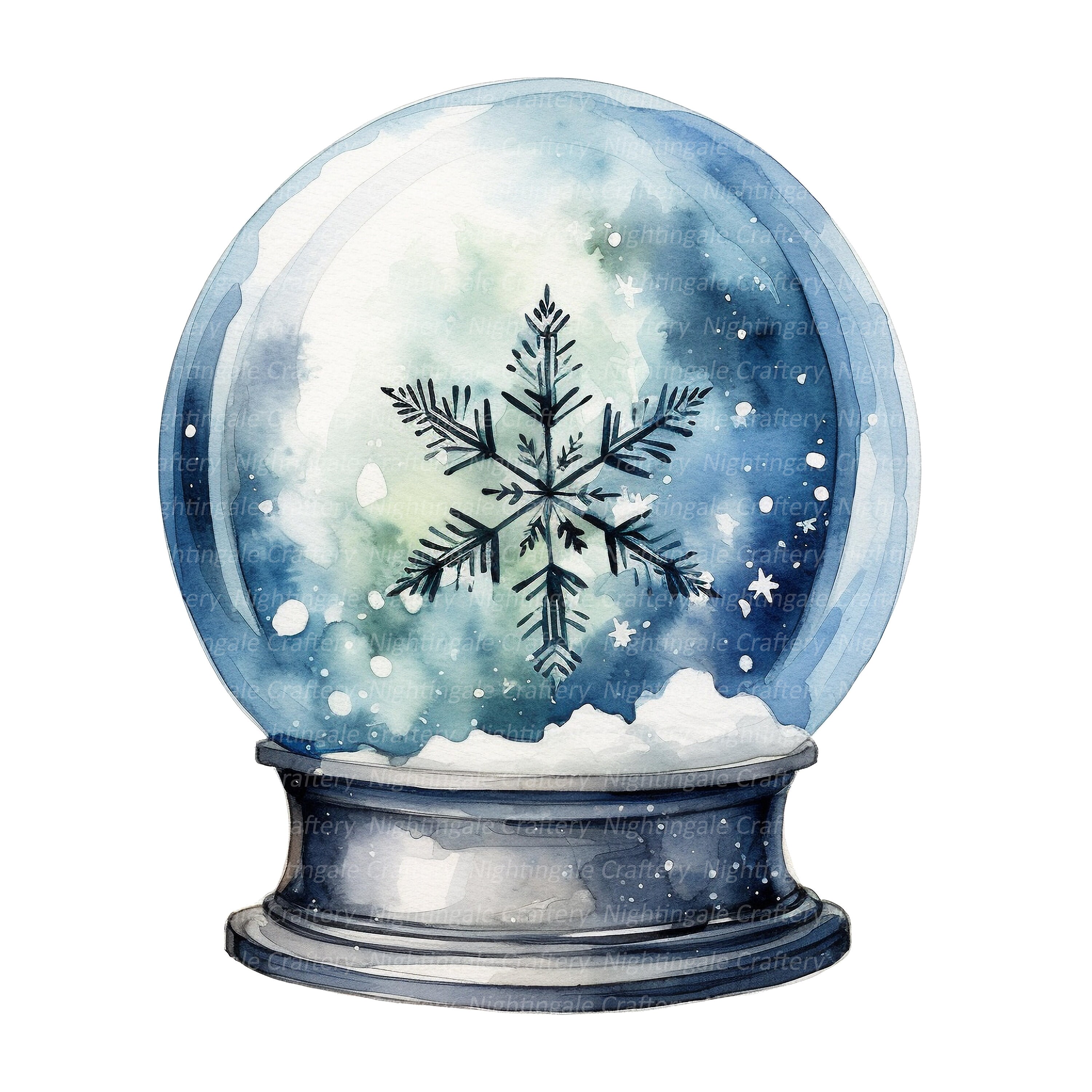 10 Snowflake Christmas Snow Globe Clipart, Christmas Snowglobe ...