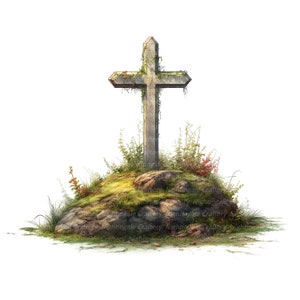 14 Floral Grave Cross Clipart, Cemetery Cross, Printable Watercolor ...