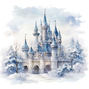 10 Winter Castle Clipart, Winter Palace, Printable Watercolor Clipart ...