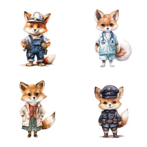 28 Fox Occupation Clipart, Fox Professions, Fox Cartoon Print ...