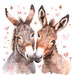 9 Romantic Donkey Couple Clipart, Donkey Love, Printable Watercolor ...