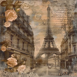 18 Vintage Paris Street Background, 12 X 12 Digital Paper Pack, Junk ...