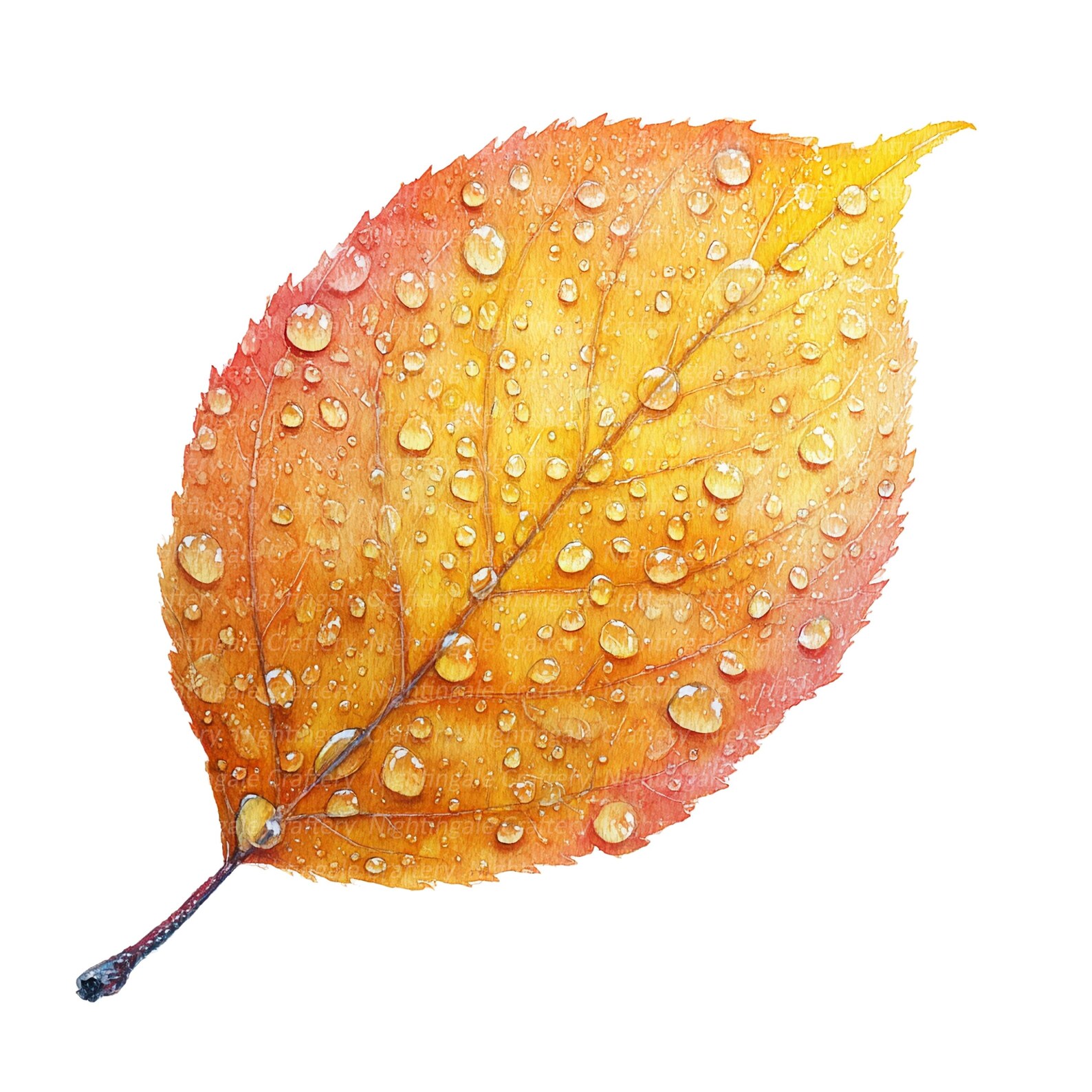14 Autumn Leaf Dew Drops Clipart, Autumn Leaves, Printable Watercolor ...