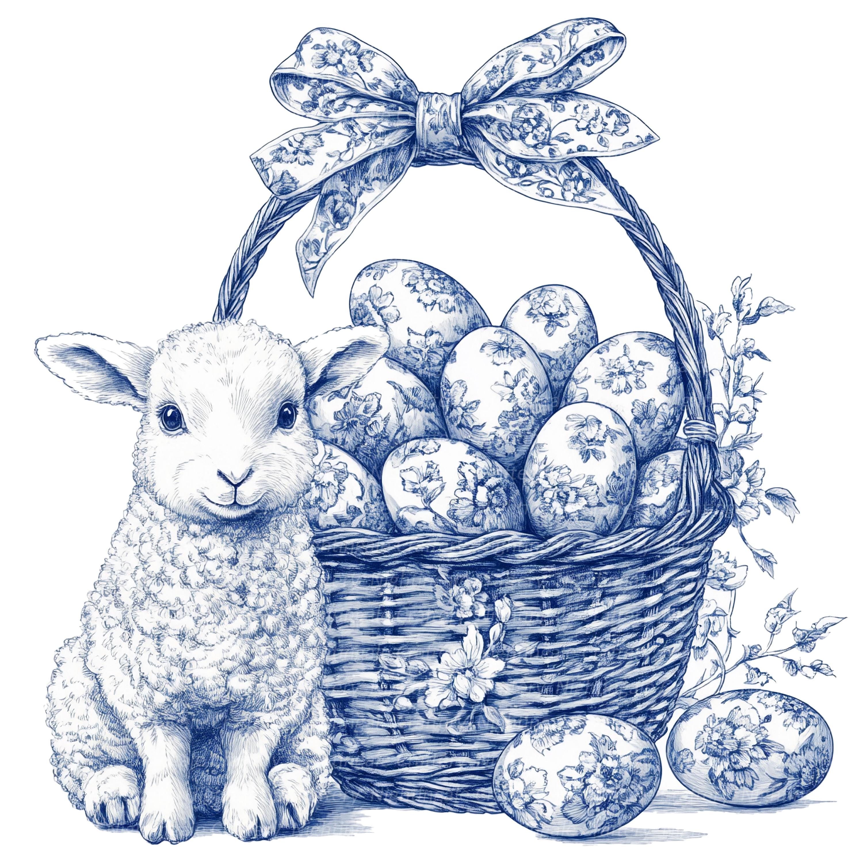 12 Easter Basket Clipart, Easter Lamb Clipart, Printable Watercolor ...