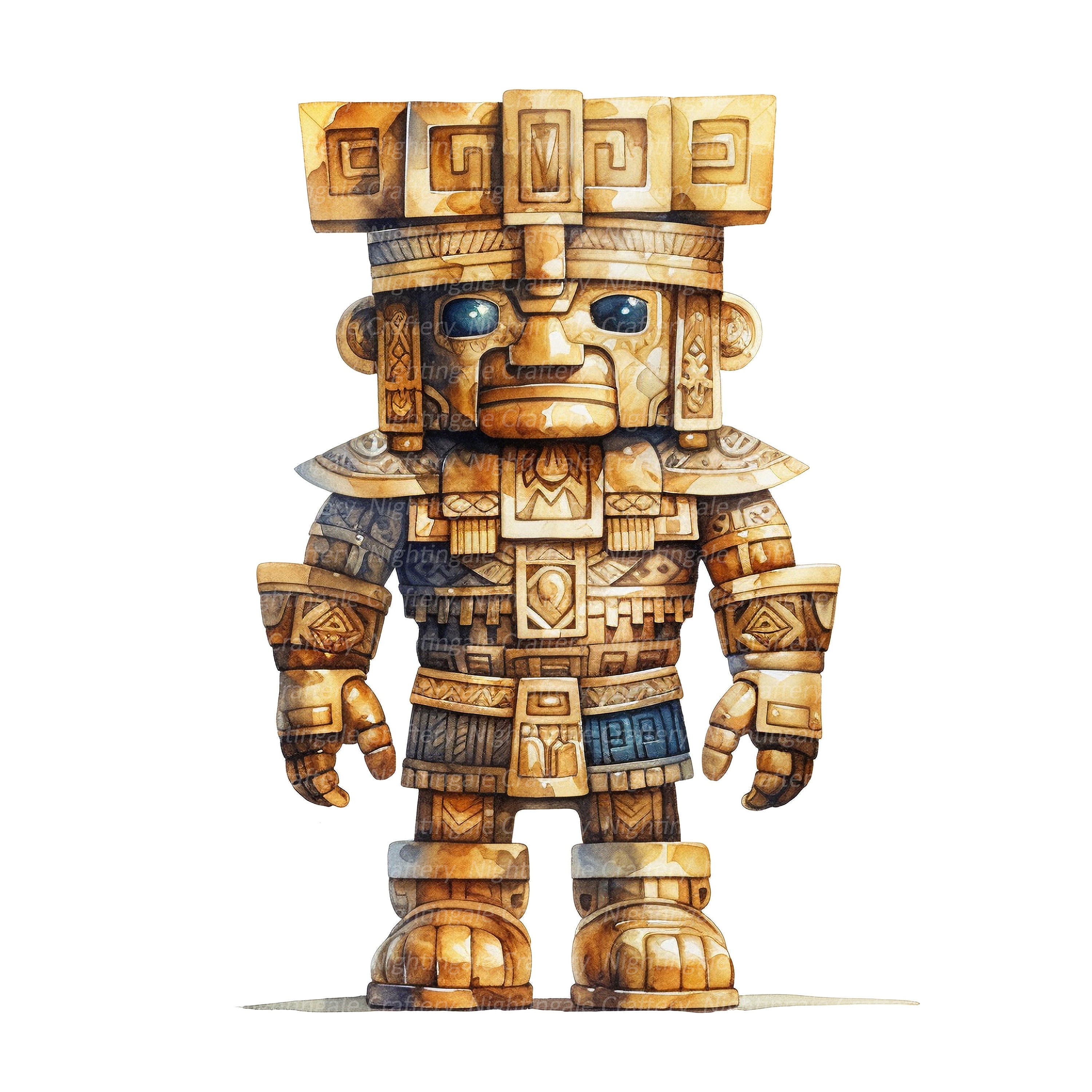10 Gold Figure of Inca Clipart, Inca Figure, Printable Watercolor ...