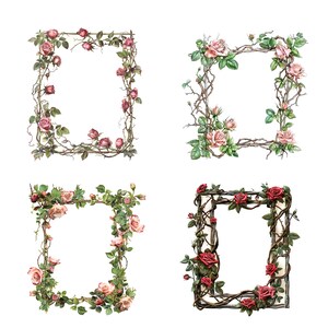 15 Roses Frames Clipart, Floral Frame Clipart, Pink Roses Frame ...