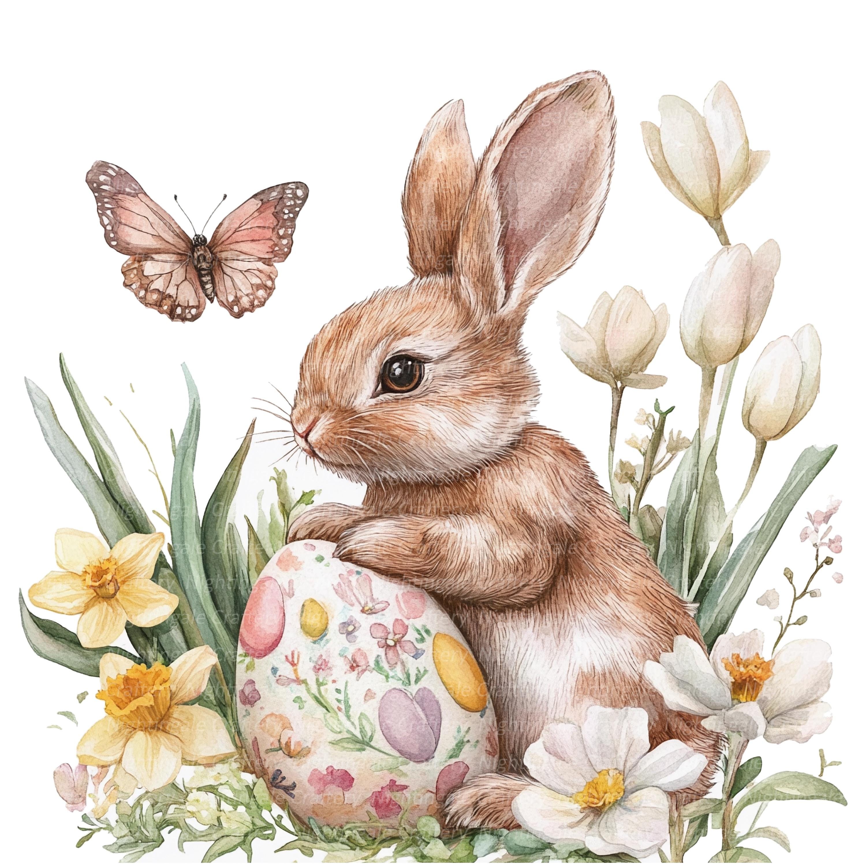 8 Easter Bunny and Egg Clipart Set 3, Easter Clipart, Printable ...