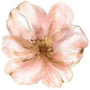 12 Abstract Flowers Clipart, Pink Gold Flower, Flowers Print, Printable ...