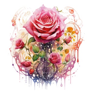 10 Abstract Roses Clipart Rose Artwork Rose Heart Printable - Etsy