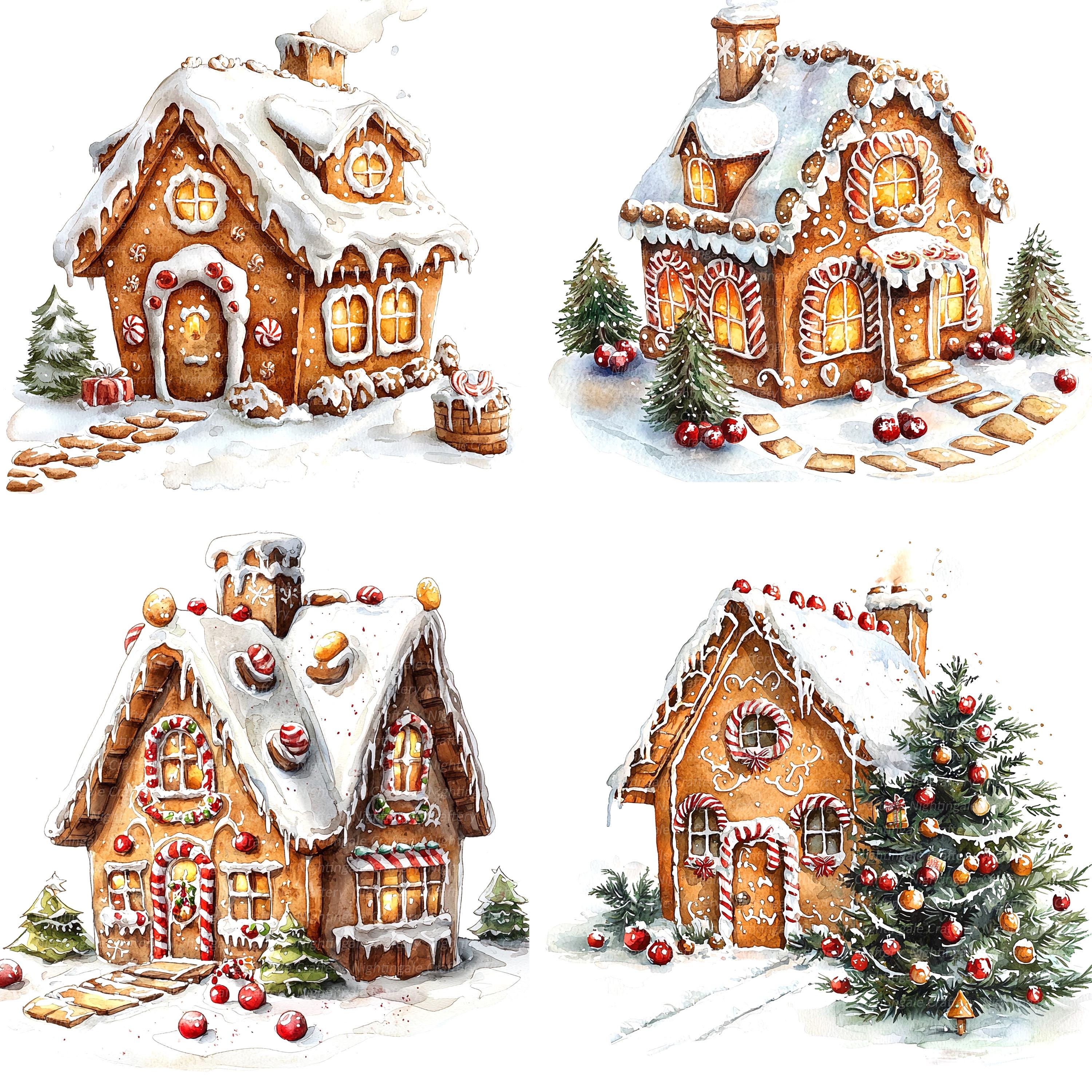 18 Gingerbread House Clipart Set 3, Christmas Clipart, Printable ...