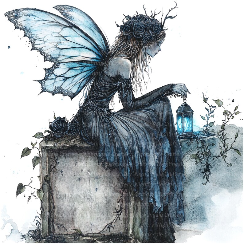 9 Gothic Fairy Clipart, Haunted Fairy Clipart, Printable Watercolor ...