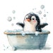 9 Penguin in Bathtub Clipart, Penguin Washing, Printable Watercolor ...