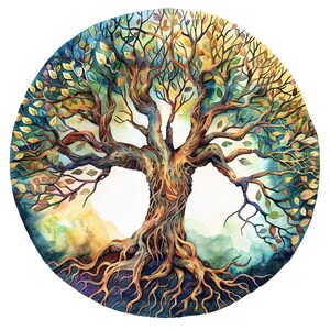 8 Mythical Tree Clipart, Circle Tree Print, Printable Watercolor ...