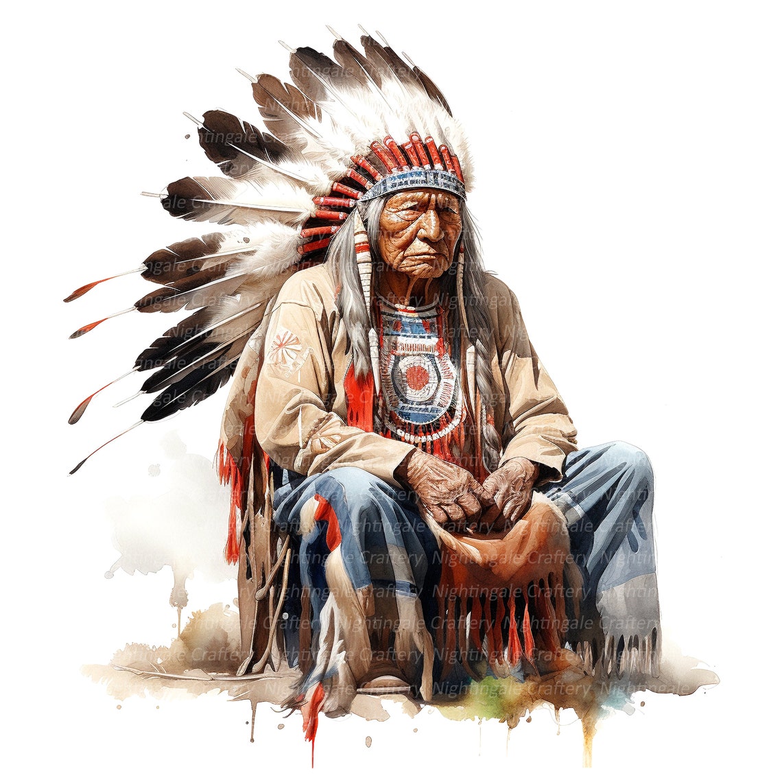 12 Native American Indian Shaman Clipart, Printable Watercolor Clipart ...