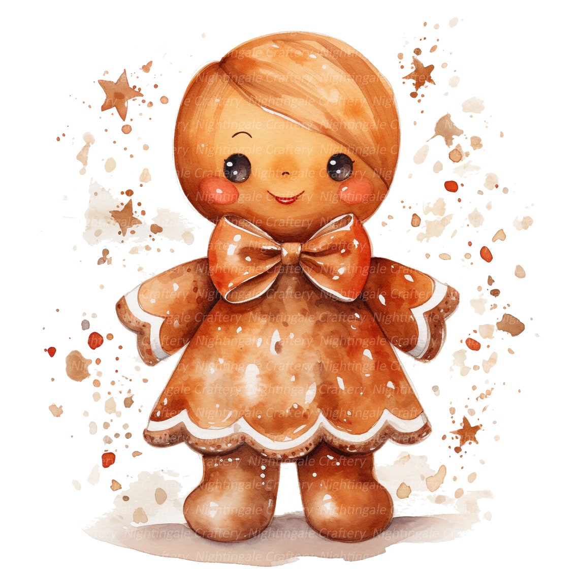 14 Gingerbread Girl Clipart, Christmas Clipart, Printable Watercolor ...