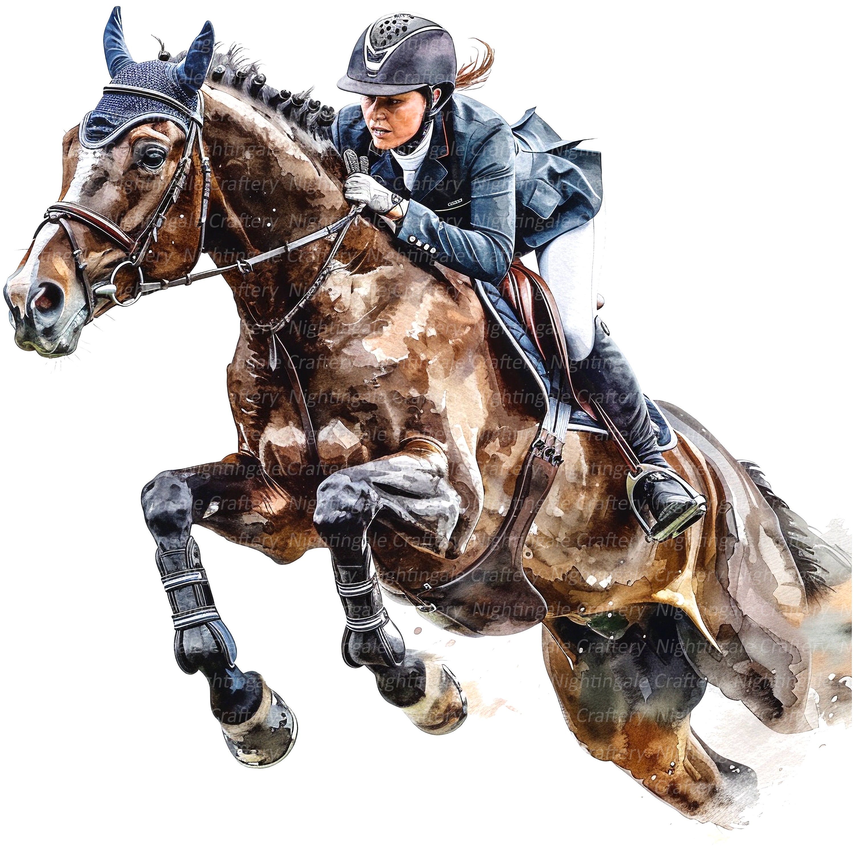 Springend Paard Clipart Vintage Beeld Van Een Springend Paard Blauw