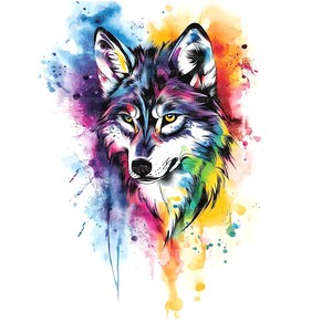 10 Graffiti Wolf Clipart, Wolf Tattoo, Printable Watercolor Clipart ...