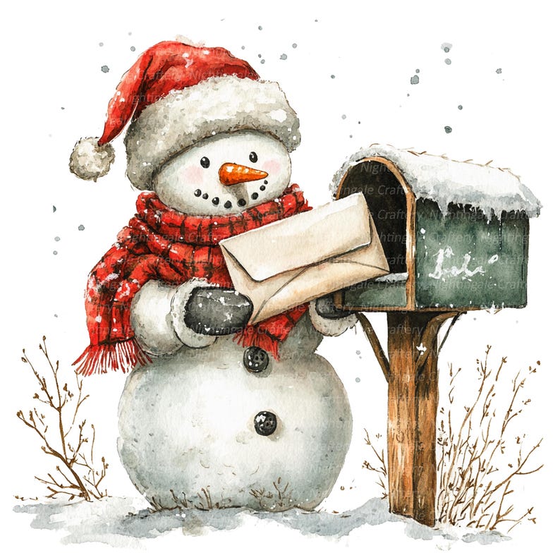 40 Various Snowmen Set Clipart, Christmas Bundle, Printable Watercolor ...