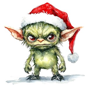 10 Christmas Goblin Clipart, Grumpy Goblin, Printable Watercolor ...