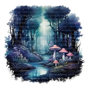 9 Magic Forest Clipart, Enchanted Forest, Printable Watercolor Clipart ...
