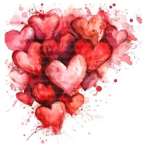 11 Valentine's Day Hearts Clipart, Watercolor Hearts, Jpg/pngs ...