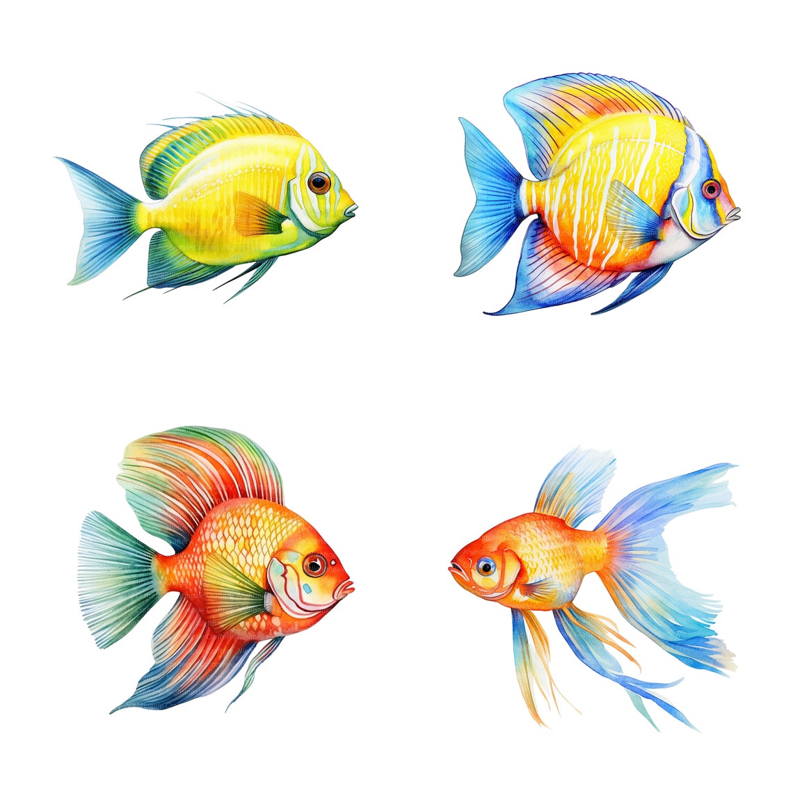 20 Tropical Fish Clipart, Aquarium Fish Clipart, Printable Watercolor ...