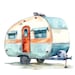 9 Cartoon Trailer Clipart, Camping Trailer, Printable Watercolor ...