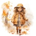 10 Little Girl in Autumn Clipart, Printable Watercolor Clipart, High ...