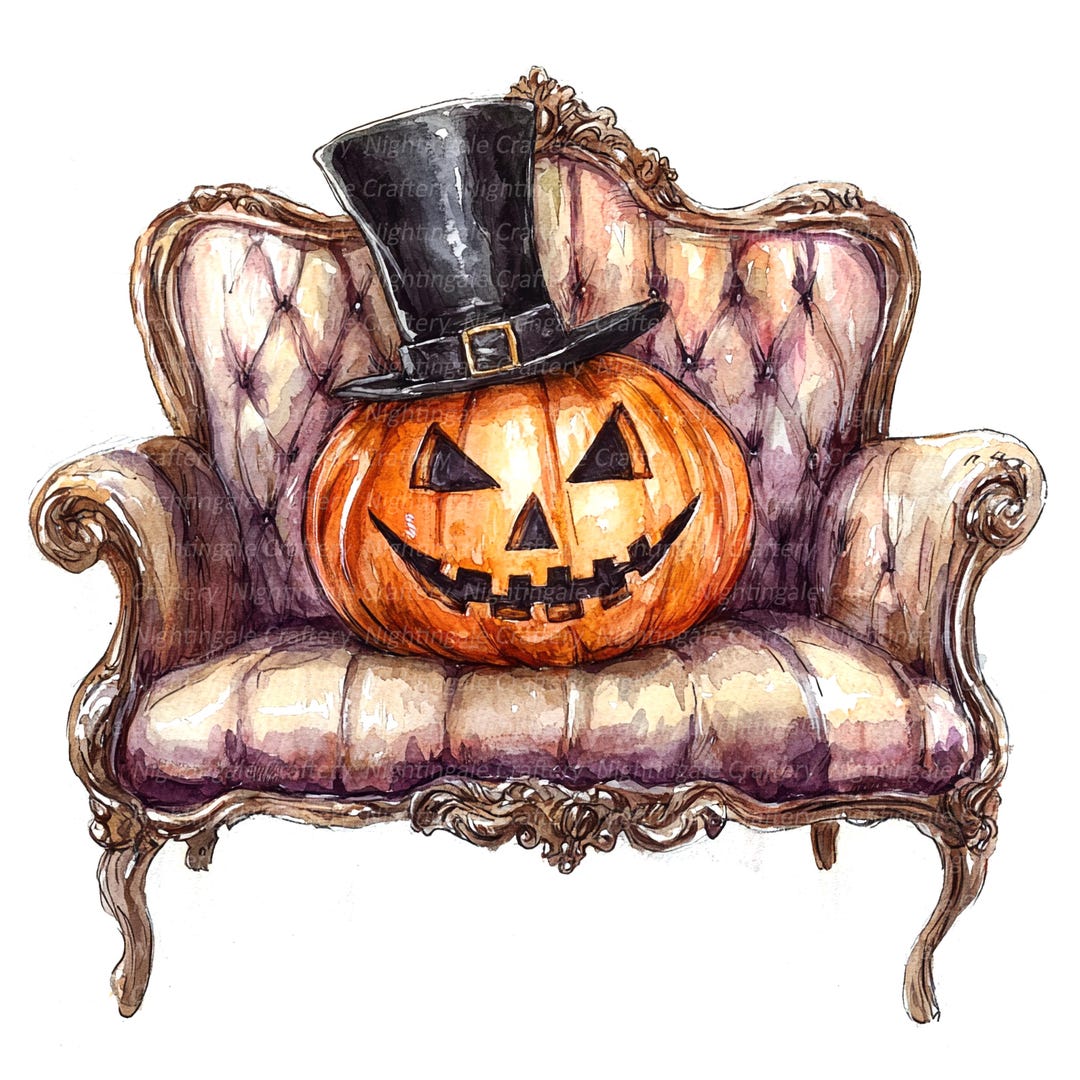 10 Funny Pumpkin Clipart, Halloween Clipart, Printable Watercolor ...