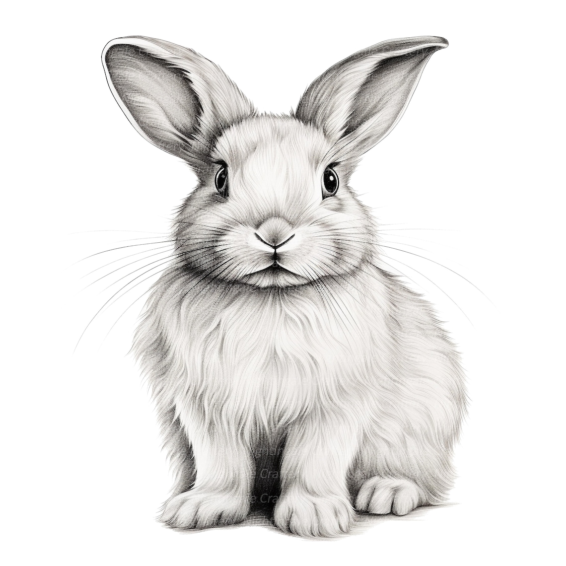 12 Bunny Black White Clipart, Line Art Clipart, Printable Watercolor ...