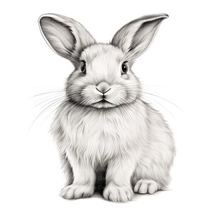 12 Bunny Black White Clipart, Line Art Clipart, Printable Watercolor ...