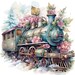 12 Floral Christmas Train Clipart, Printable Watercolor Clipart, High ...