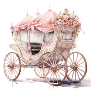 10 Floral Carriage Set 2 Clipart, Princess Carriage, Digital Clipart ...