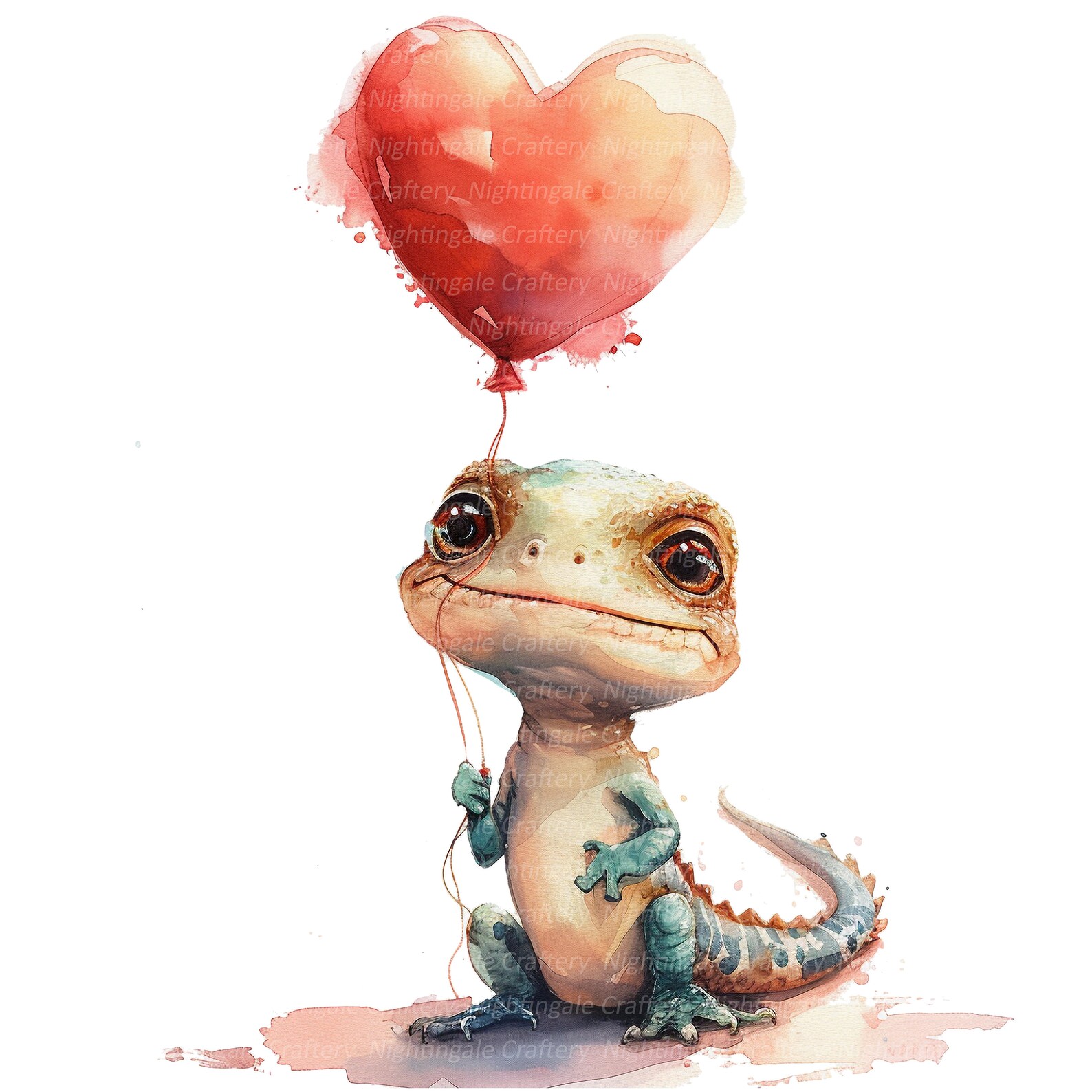 11 Lizard Balloon Clipart, Valentine Card, Printable Watercolor Clipart ...