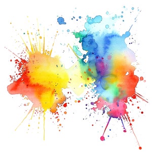 14 Color Splash Clipart, Paint Splash Coloured, Printable Watercolor ...
